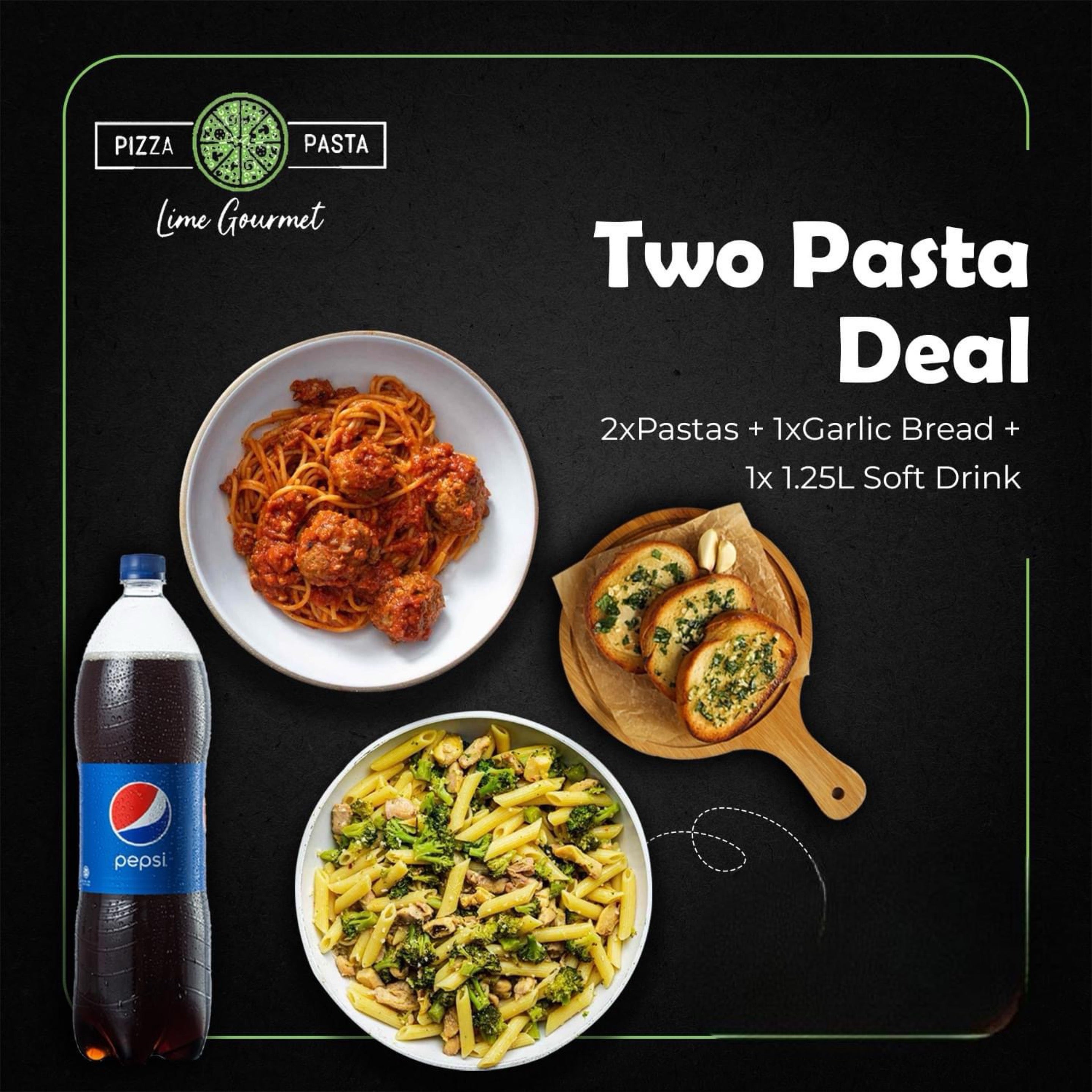 Two Pasta Deal | Lime Gourmet Pizza and Pasta